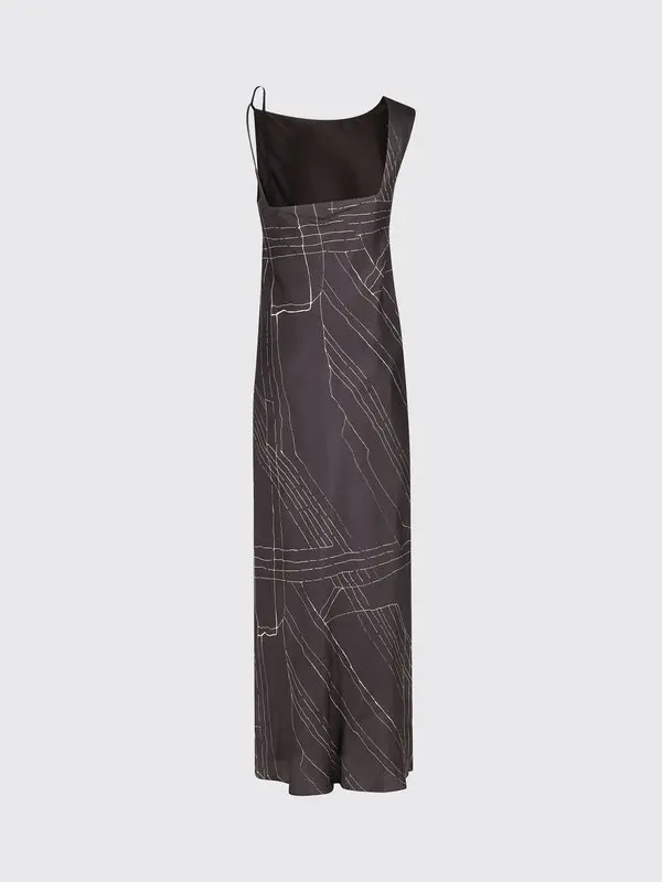 ALYSI Long Silk Slip Dress With Abstract Print And Thin Straps