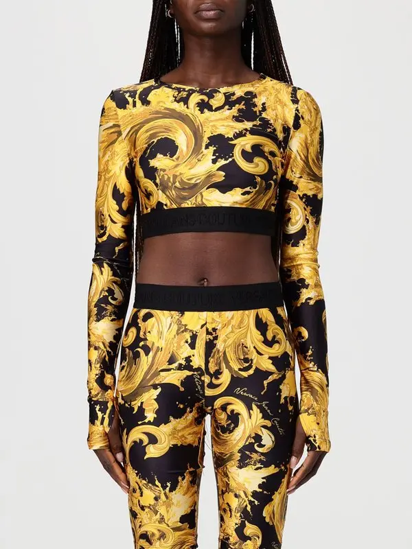 Versace Crop T-shirts With Baroque Print