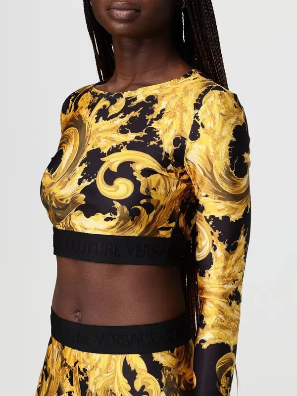 Versace Crop T-shirts With Baroque Print