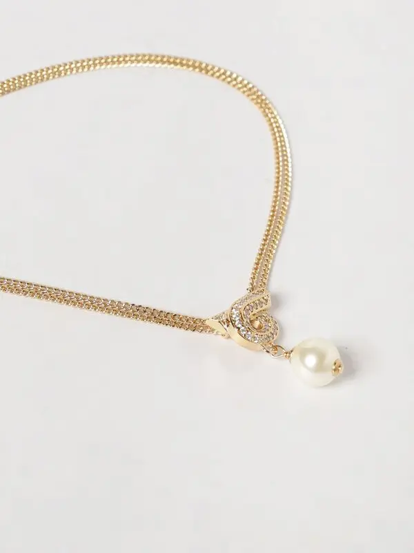 FERRAGAMO Brass Necklace With Gancini Pendant And Faux Pearl