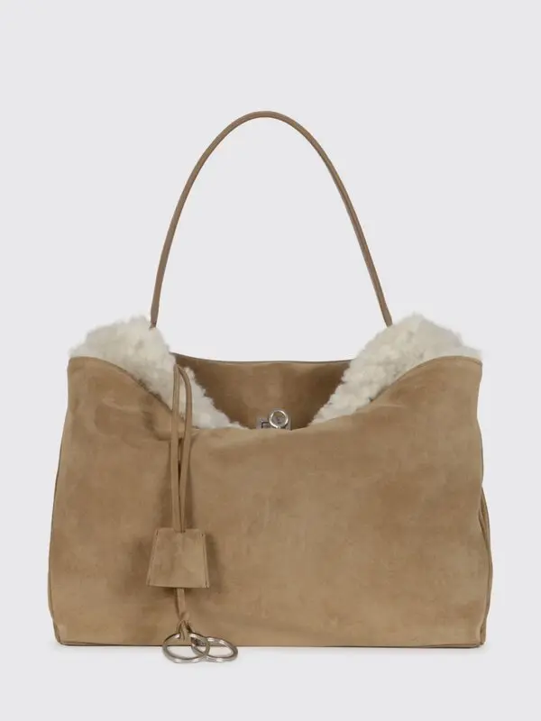 Balenciaga Suede And Shearling Rodeo Bag With Logo Bow