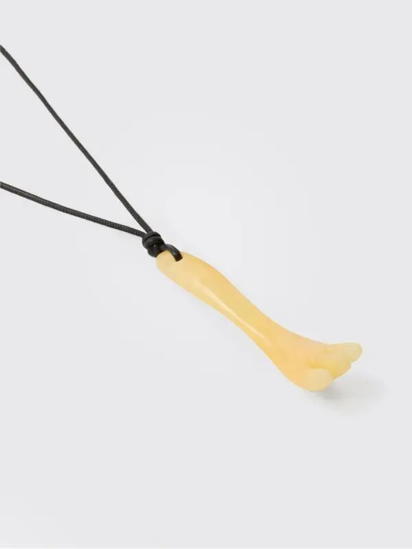 LEMAIRE Waxed Cotton Gua Sha Fork Necklace With Stone Pendant