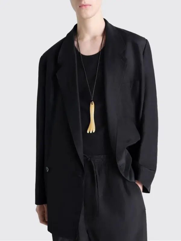 LEMAIRE Waxed Cotton Gua Sha Fork Necklace With Stone Pendant
