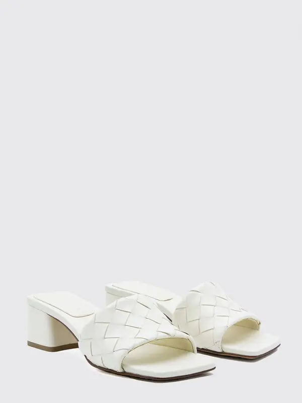 Bottega Veneta Parco Woven Leather Mules - White