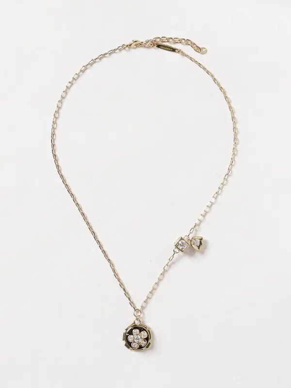 FERRAGAMO Brass Necklace With Rhinestone Pendant