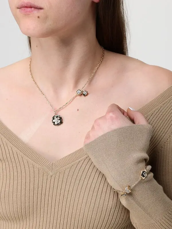 FERRAGAMO Brass Necklace With Rhinestone Pendant