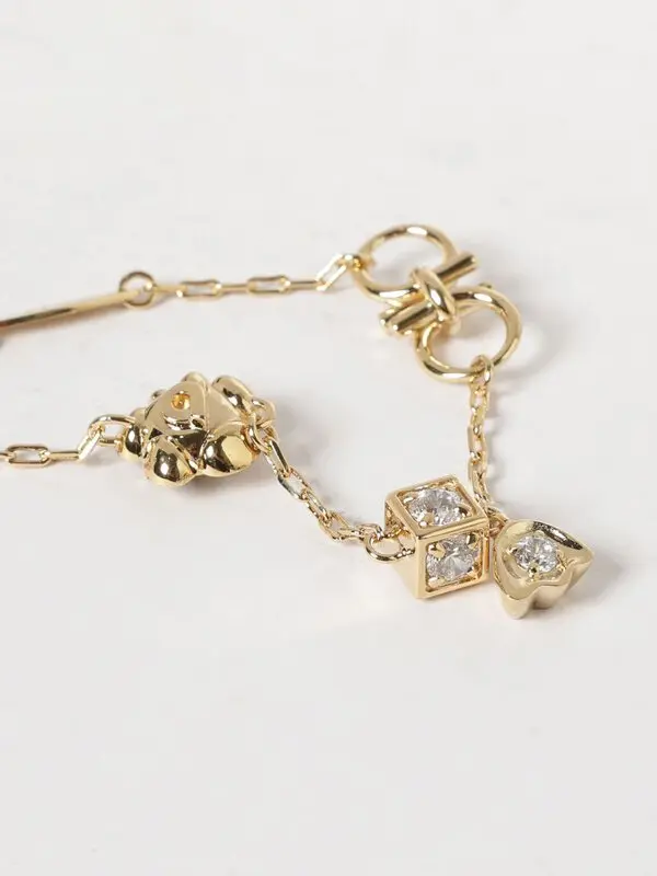FERRAGAMO Brass Necklace With Rhinestone Pendant