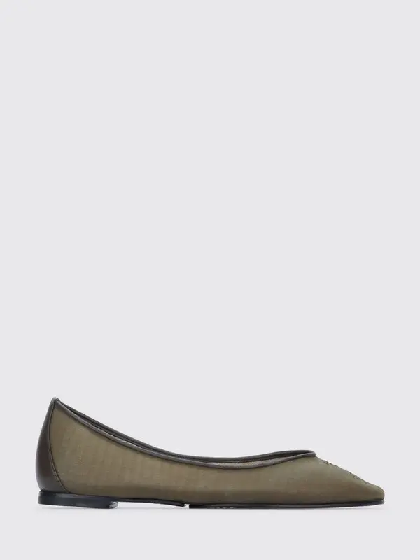 Jacquemus Nylon Ballet Flats With Almond Toe And Lambskin Leather Interior - Kaki
