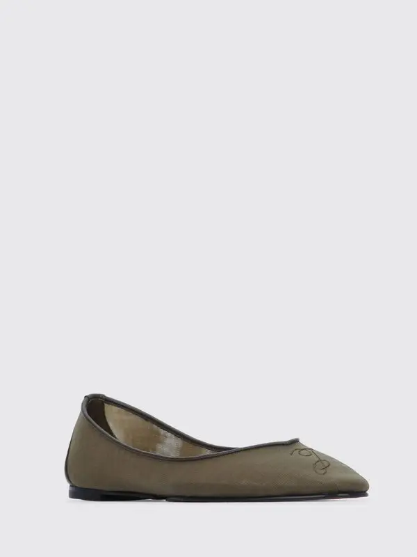 Jacquemus Nylon Ballet Flats With Almond Toe And Lambskin Leather Interior - Kaki