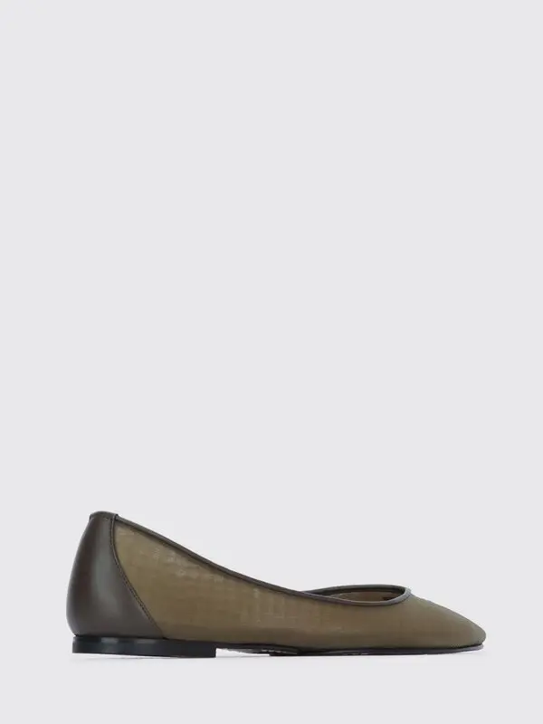 Jacquemus Nylon Ballet Flats With Almond Toe And Lambskin Leather Interior - Kaki