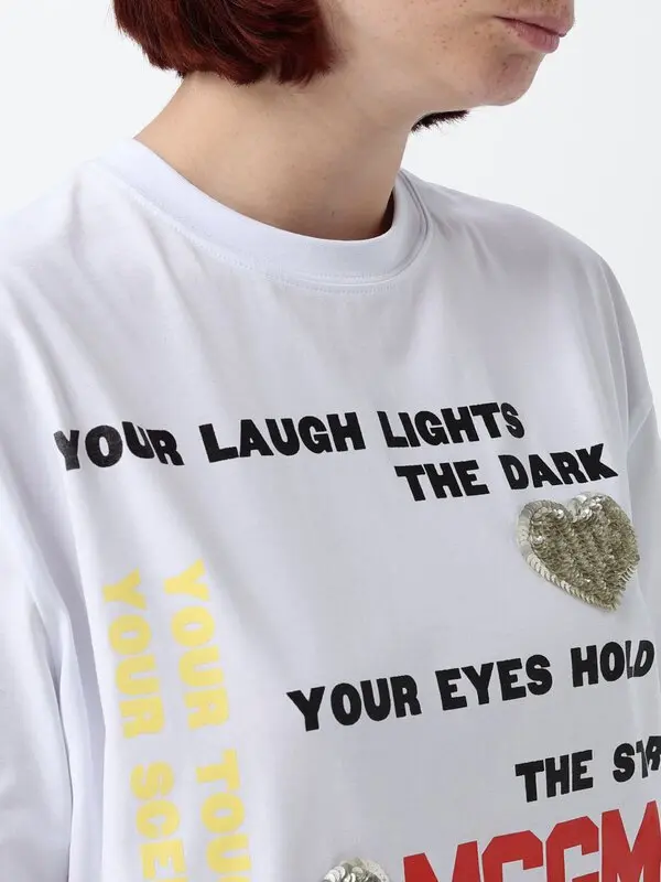 MSGM Oversized Cotton T-shirt With Logo And Slogan Print