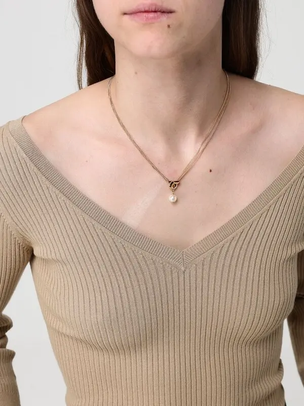 FERRAGAMO Brass Necklace With Gancini Pendant And Faux Pearl