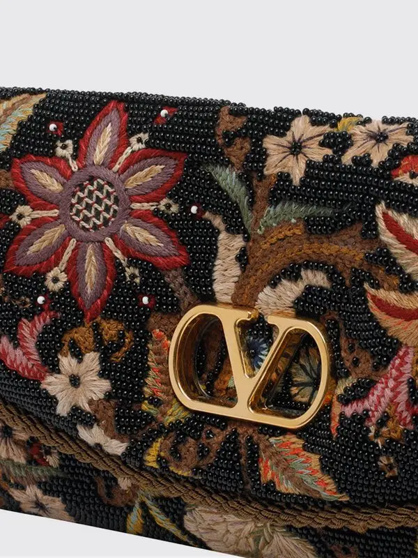 Valentino Garavani Embroidered Beaded Floral Motif Bag - Black