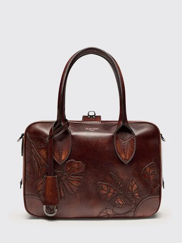 GOLDEN GOOSE Vita Floral Aged Leather Handbag