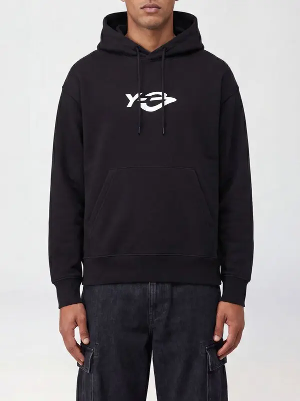 Y3 Cotton Hoodie With Drawstring And Kangaroo Pocket
