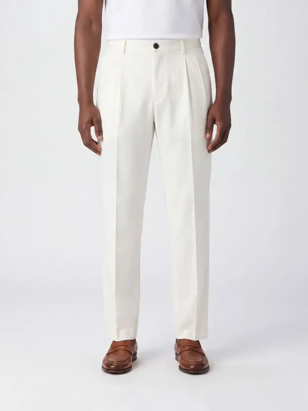 Incotex Stretch Cotton And Linen Chino Trousers - White