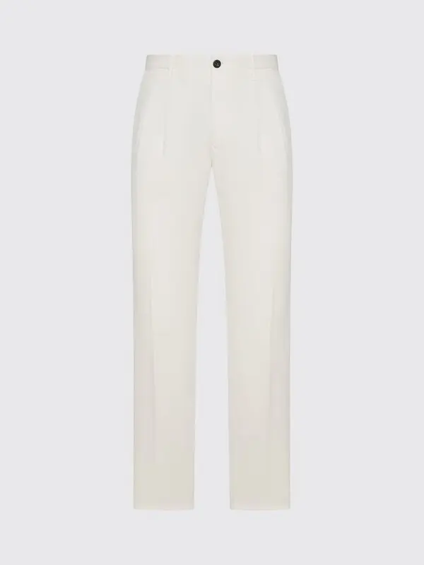 Incotex Stretch Cotton And Linen Chino Trousers - White