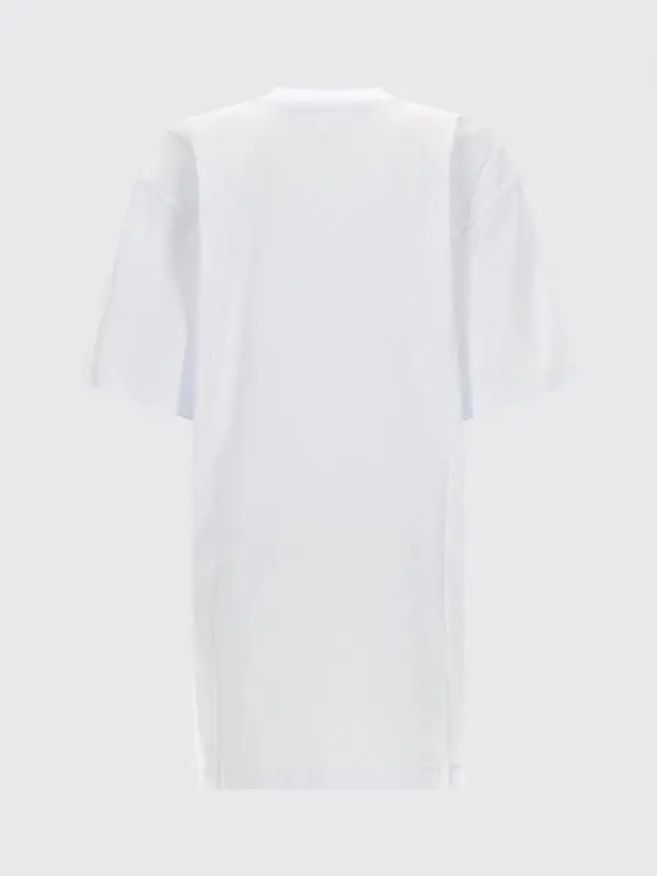 MSGM Cotton Mini T-shirt Dress With Contrast Logo - White