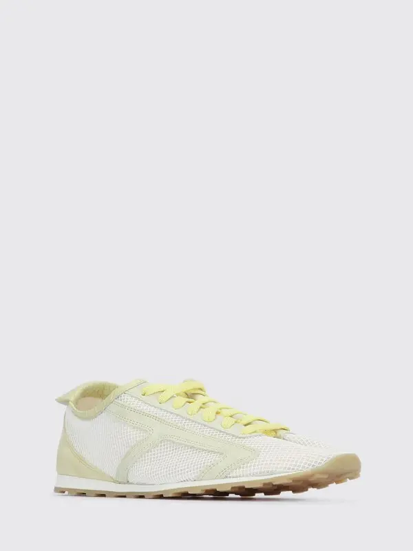 Jacquemus Les Tennis Two-tone Suede And Mesh Sneakers With Embossed Logo - Yellow