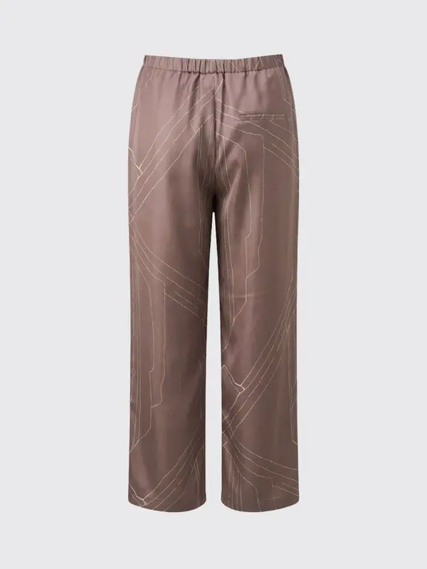 ALYSI Straight-leg Silk Pants With Graphic Print And High Waist - Blush Pink