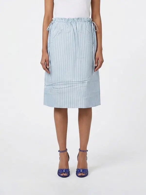 TOTEME Striped Silk Skirt With Drawstring
