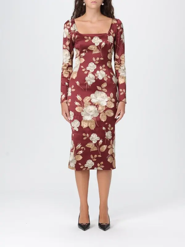 Dolce & Gabbana Floral Print Long Sleeve Midi Dress