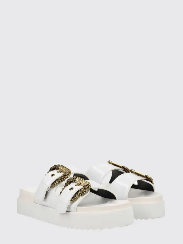 Versace Patent Leather Platform Sandals - White