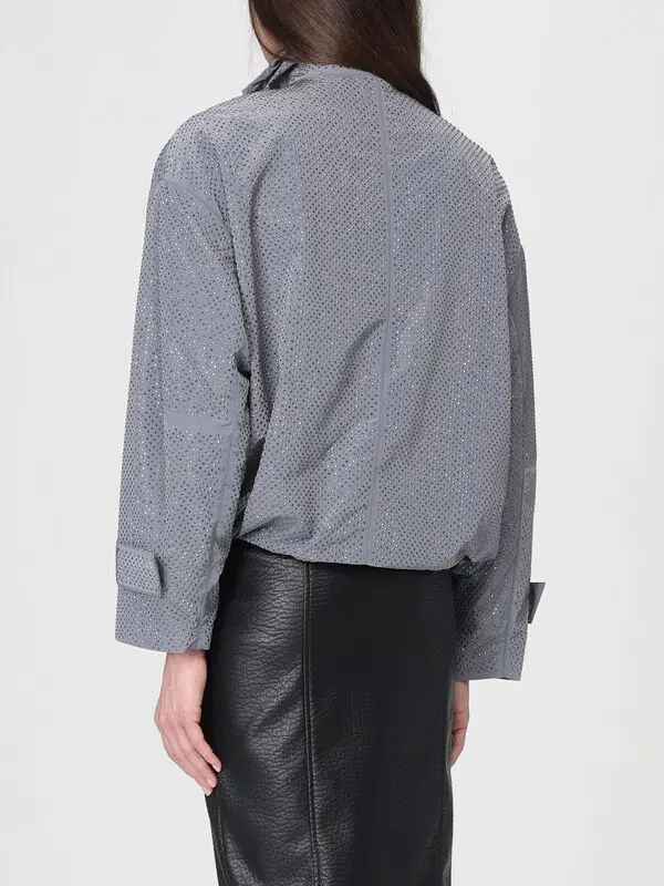 Pinko Embellished Zip-up Jacket With Stand Collar - Grey