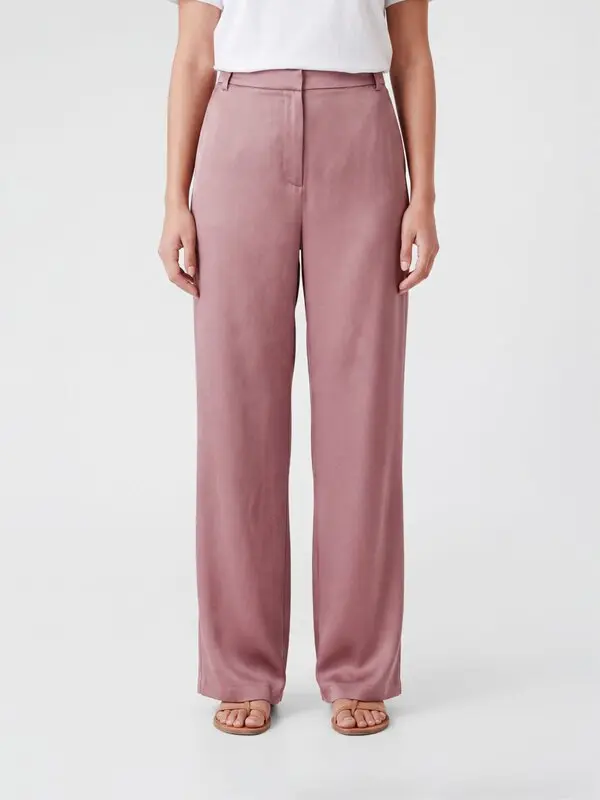 ALYSI High-waisted Wide-leg Cotton And Lyocell Blend Trousers