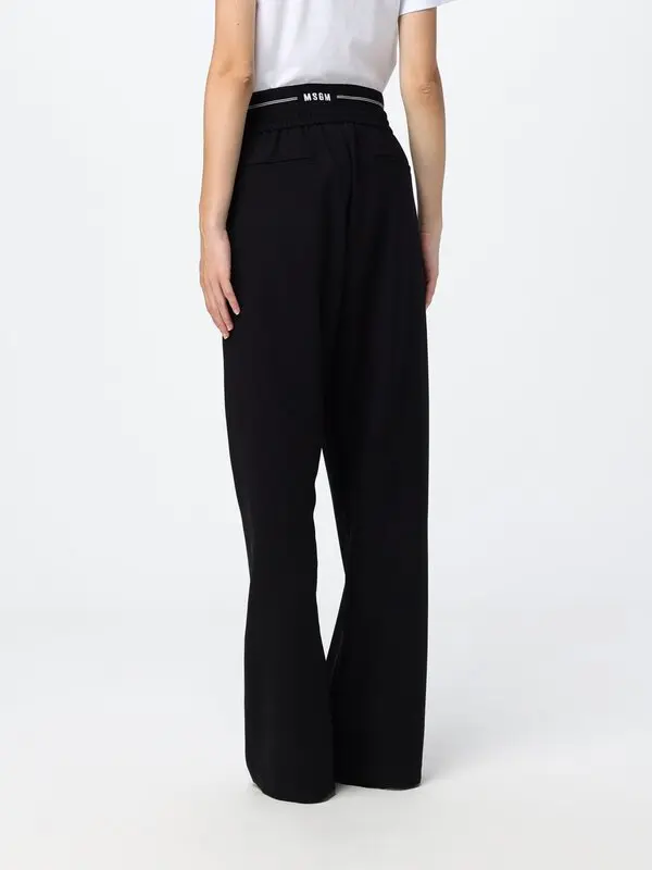 MSGM Virgin Wool Jogging Pants With Drawstring Waist And Logo