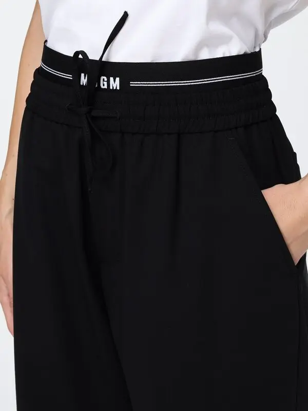 MSGM Virgin Wool Jogging Pants With Drawstring Waist And Logo