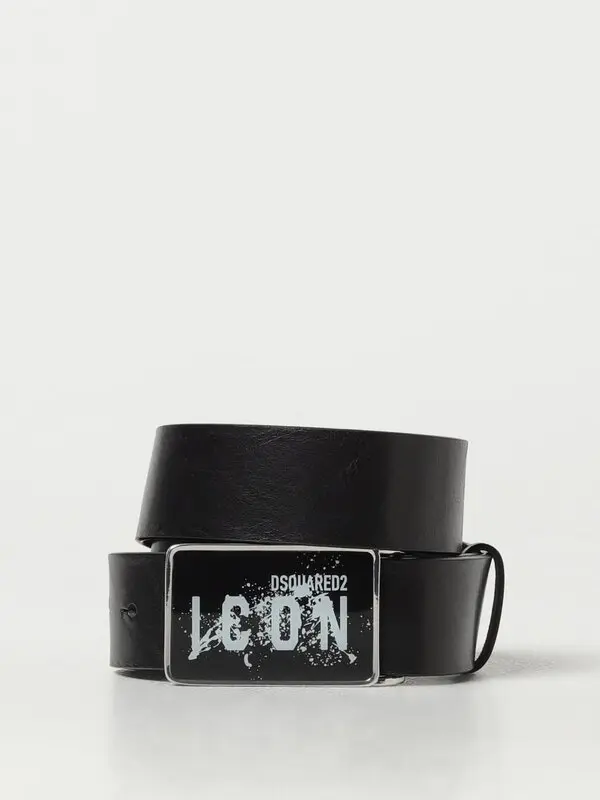 Dsquared2 Leather Belt With Embellished Buckle