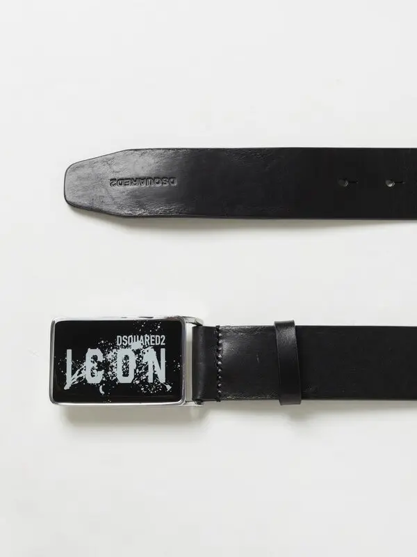 Dsquared2 Leather Belt With Embellished Buckle