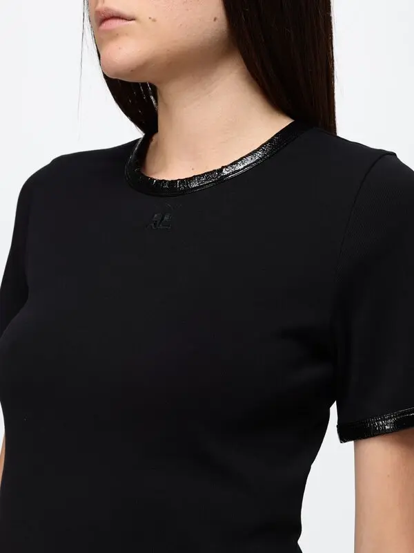COURREGES Short-sleeved Jersey Crewneck T-shirt