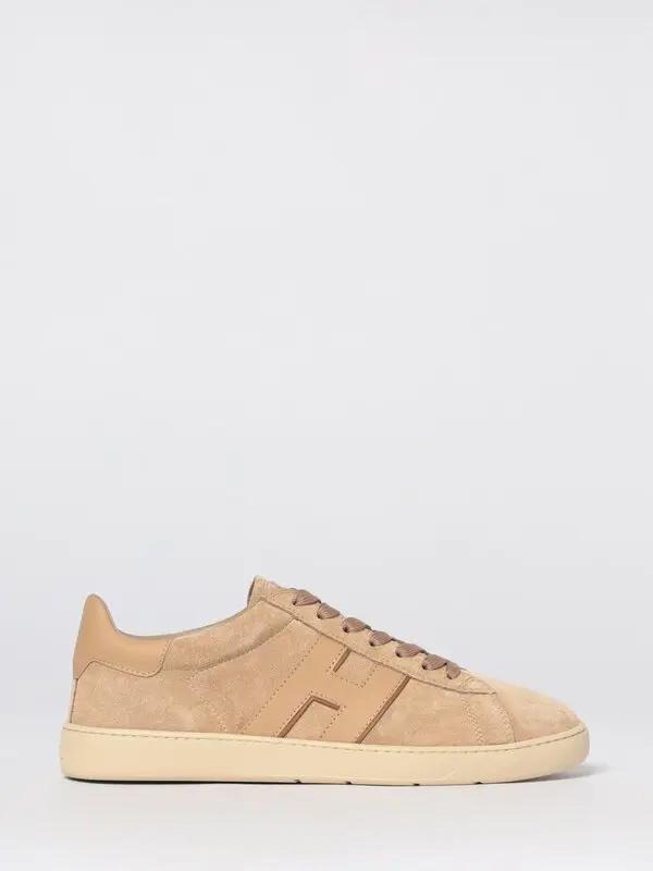 Hogan Suede And Leather Low-top Sneakers With Side H Monogram - Beige