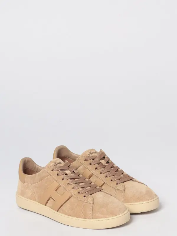 Hogan Suede And Leather Low-top Sneakers With Side H Monogram - Beige