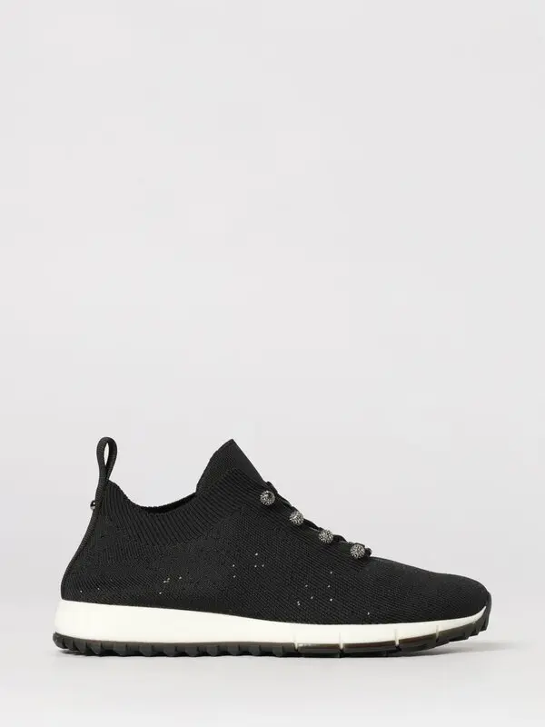 JIMMY CHOO Veles Embroidered Sequined Stretch Jersey Sneakers - Black
