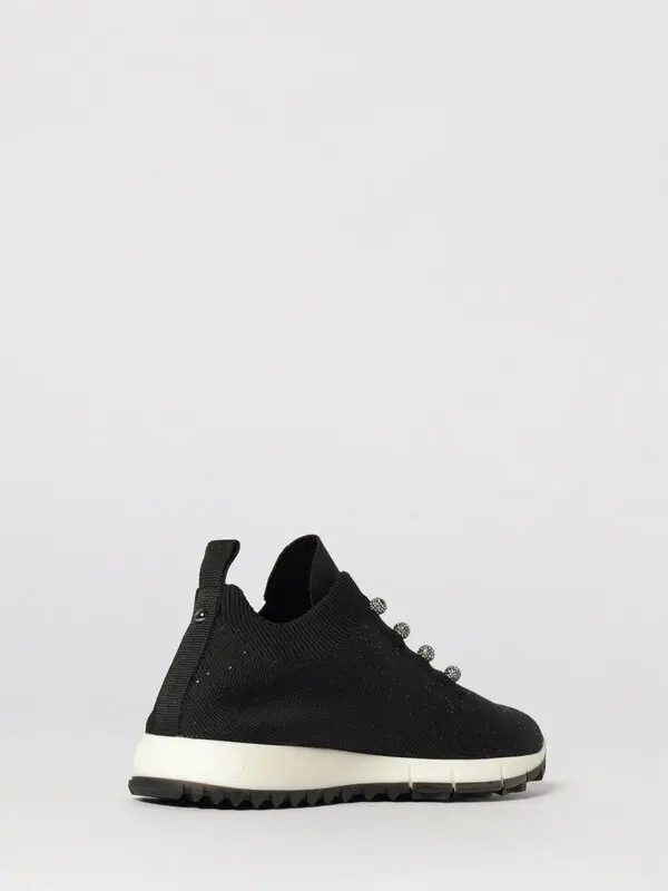 JIMMY CHOO Veles Embroidered Sequined Stretch Jersey Sneakers - Black