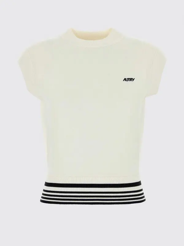 AUTRY Stretch Viscose Sleeveless High Neck Top With Logo