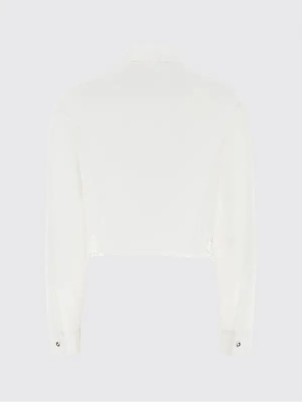 Versace Cropped Cotton Shirt With Lace Inserts