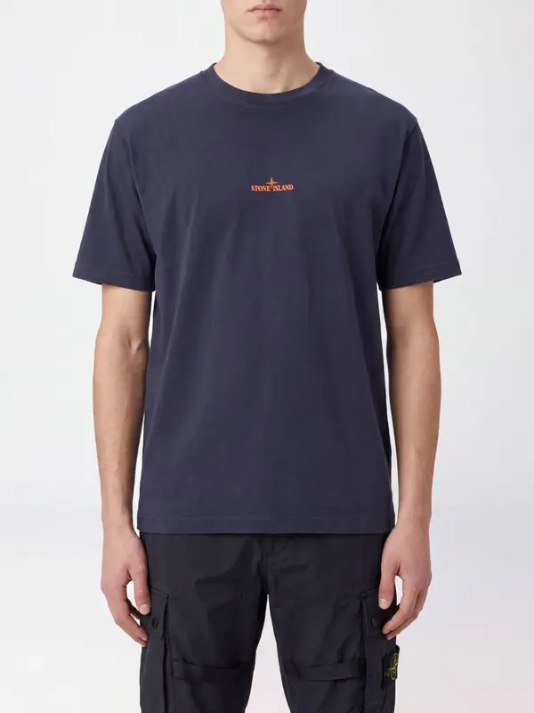 Stone Island Crewneck T-shirt With Graphic Back - Blue