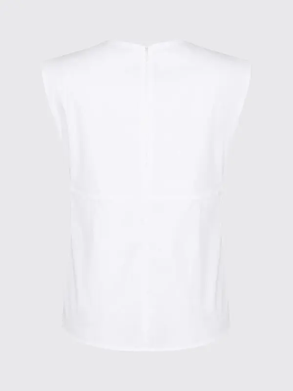 Liviana Conti Sleeveless Crew-neck Cotton Top With Tie Detail - White