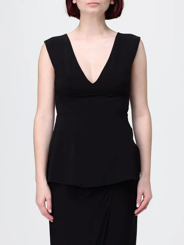 Max Mara Oblare V-neck Sleeveless Top In Stretch Viscose - Black