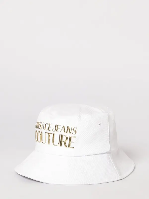 Versace Cotton Twill Bucket Hat With Logo - White