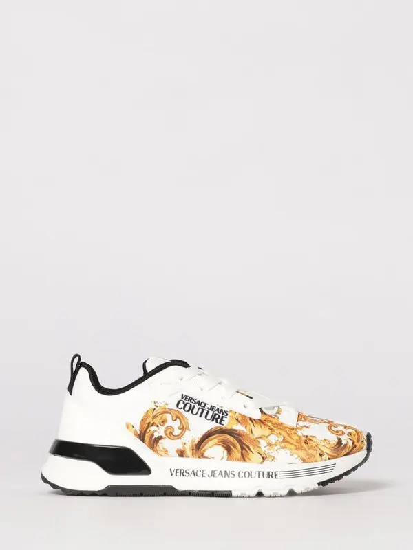 Versace Baroque Print Lace Up Low Top Sneakers - White