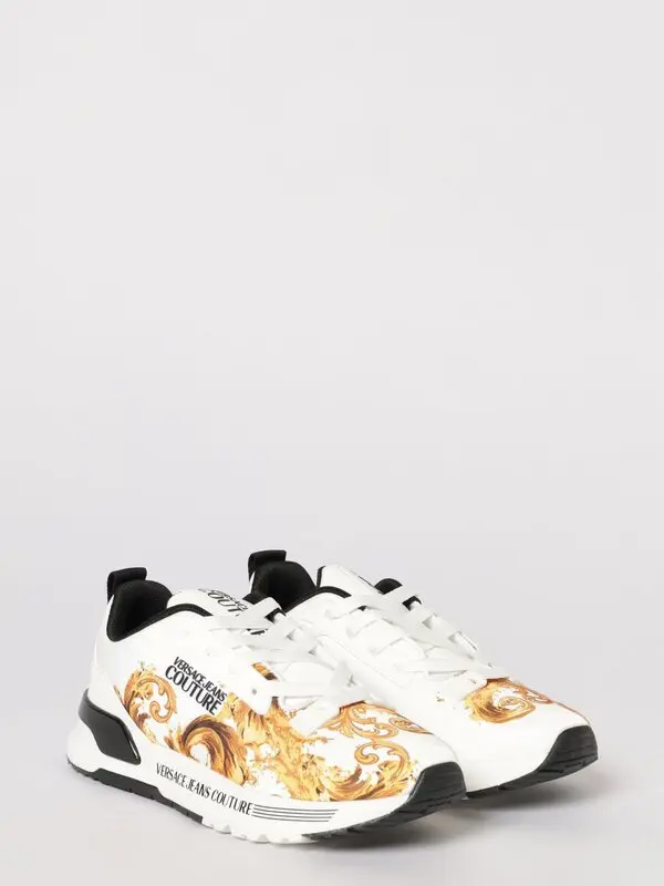 Versace Baroque Print Lace Up Low Top Sneakers - White