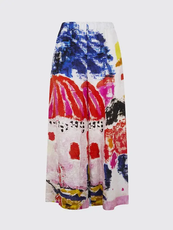 DANIELA GREGIS Silk Palazzo Trousers With Graphic Print