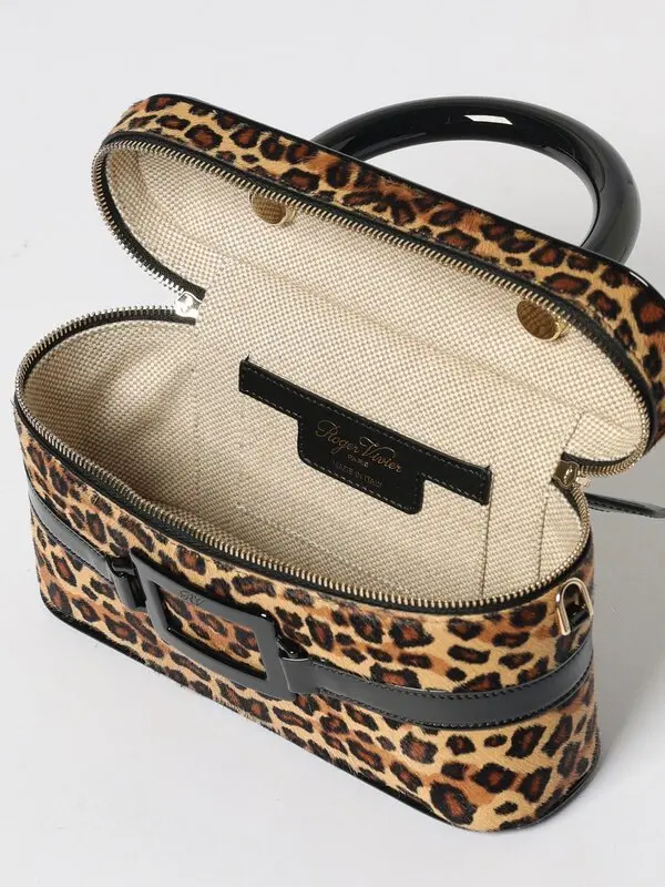 ROGER VIVIER Leopard Print Vanity Case Bag
