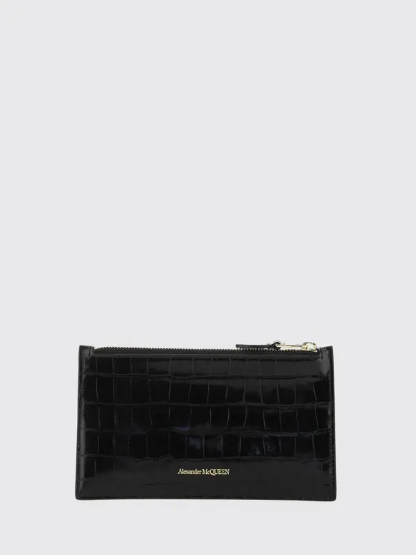 Alexander McQueen Skull Crocodile Print Leather Card Holder