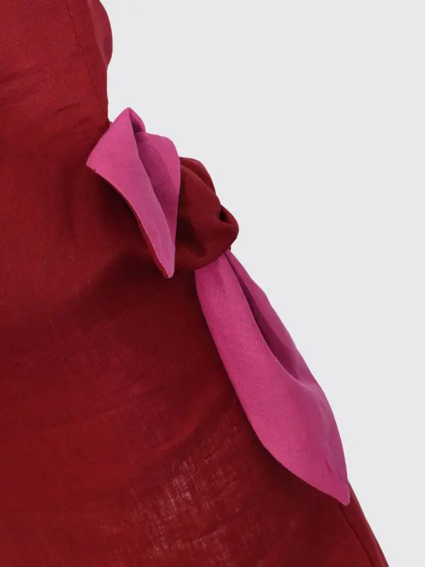 Liviana Conti Linen Midi Dress With Bow Accents